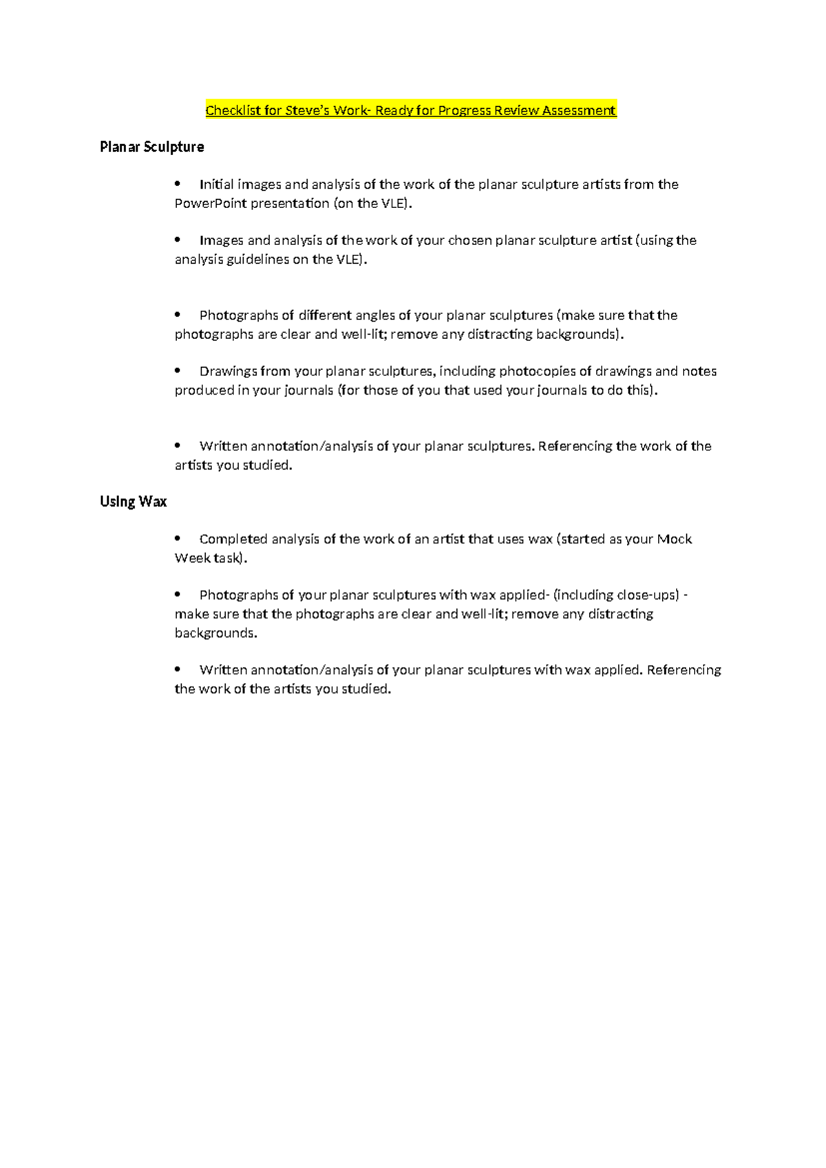 Checklist for Steve - mmmmmmm - Checklist for Steve’s Work- Ready for ...