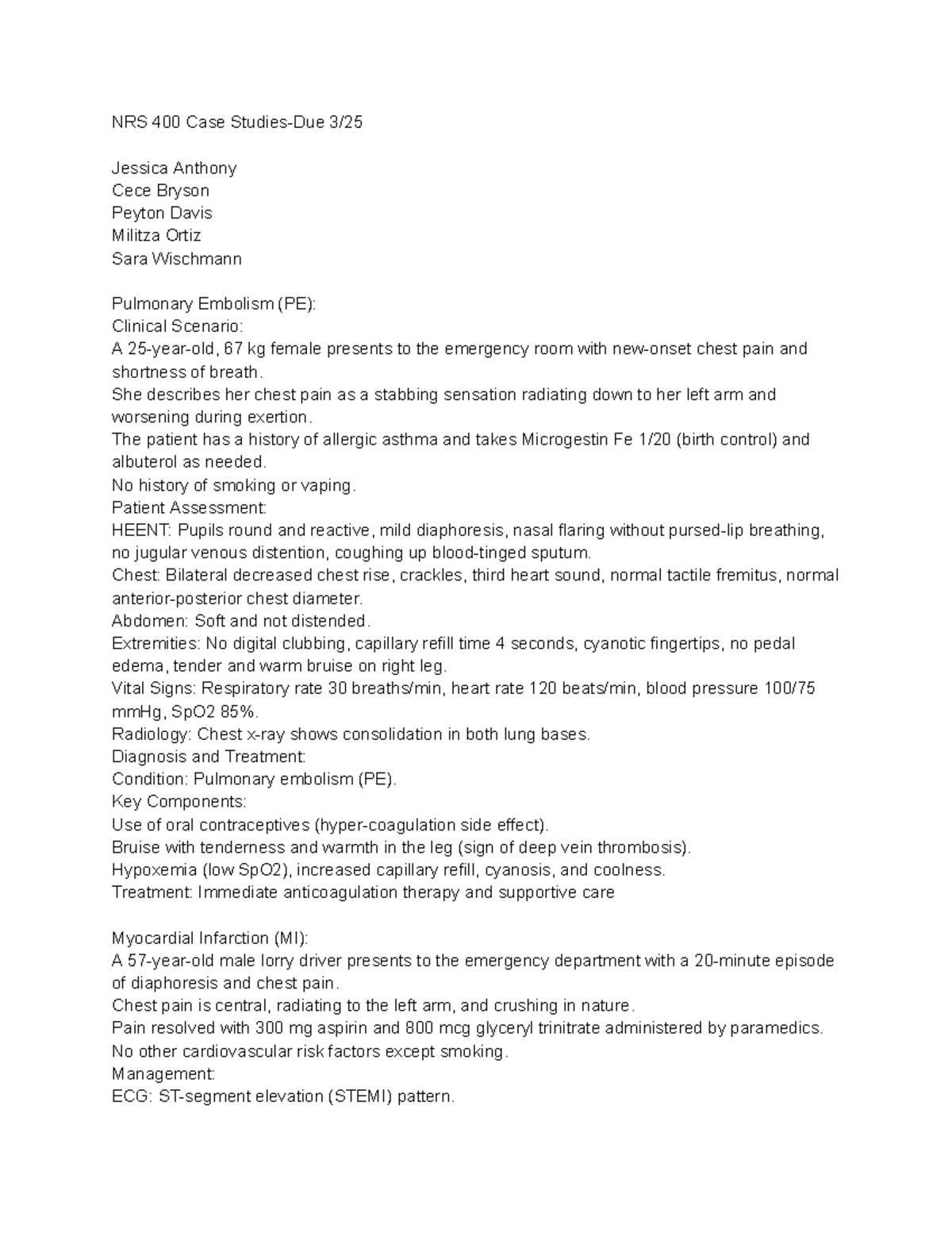 NRS 400 Case Studies-Due 3 25 - NRS 400 Case Studies-Due 3/ Jessica ...