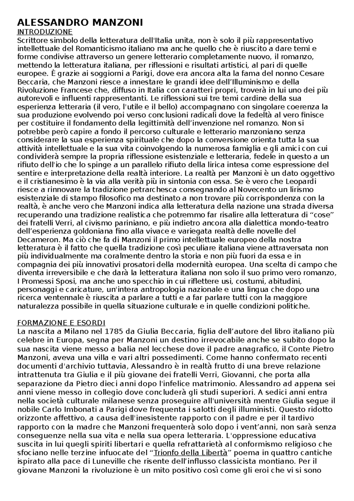 Alessandro Manzoni - Vita e opere in un riassunto completo e ...