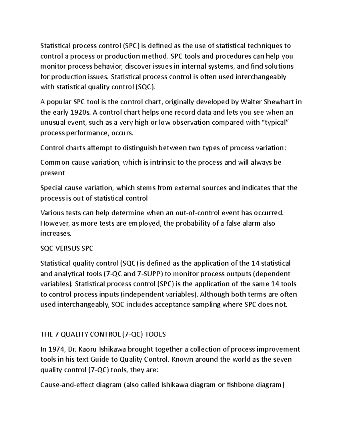 Statistical process control - SPC tools and procedures can help you ...