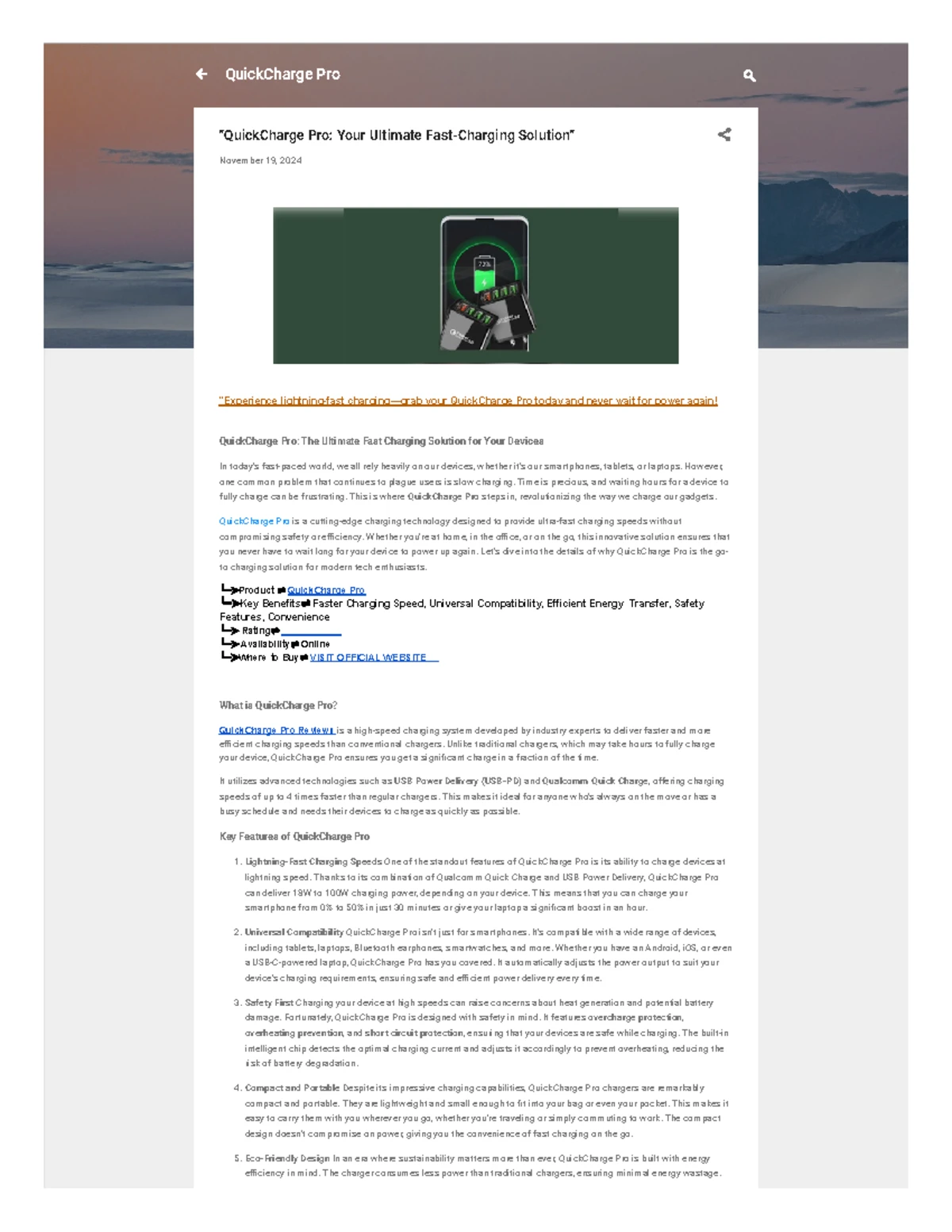 Quick Charge Pro Review - QuickCharge Pro Review "QuickCharge Pro ...