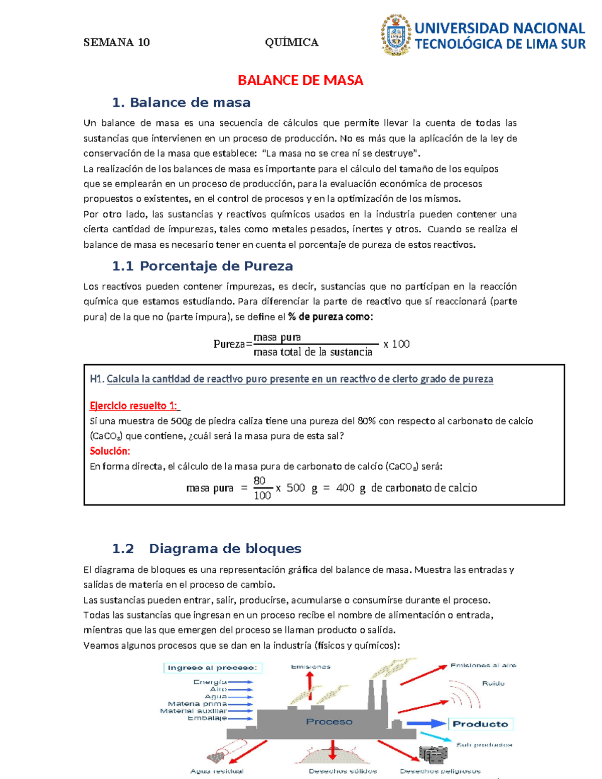 Semana 10 . antes durante y despues de clase - BALANCE DE MASA 1 ...