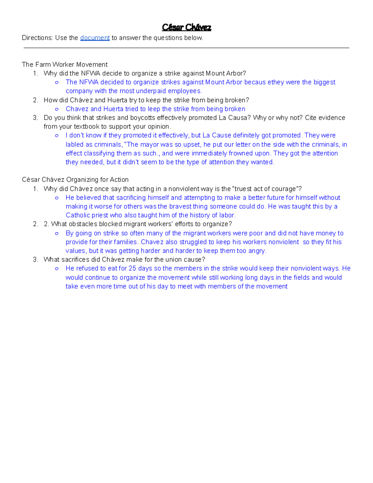 César Chávez - These are the practice notes I completed for Cezar ...