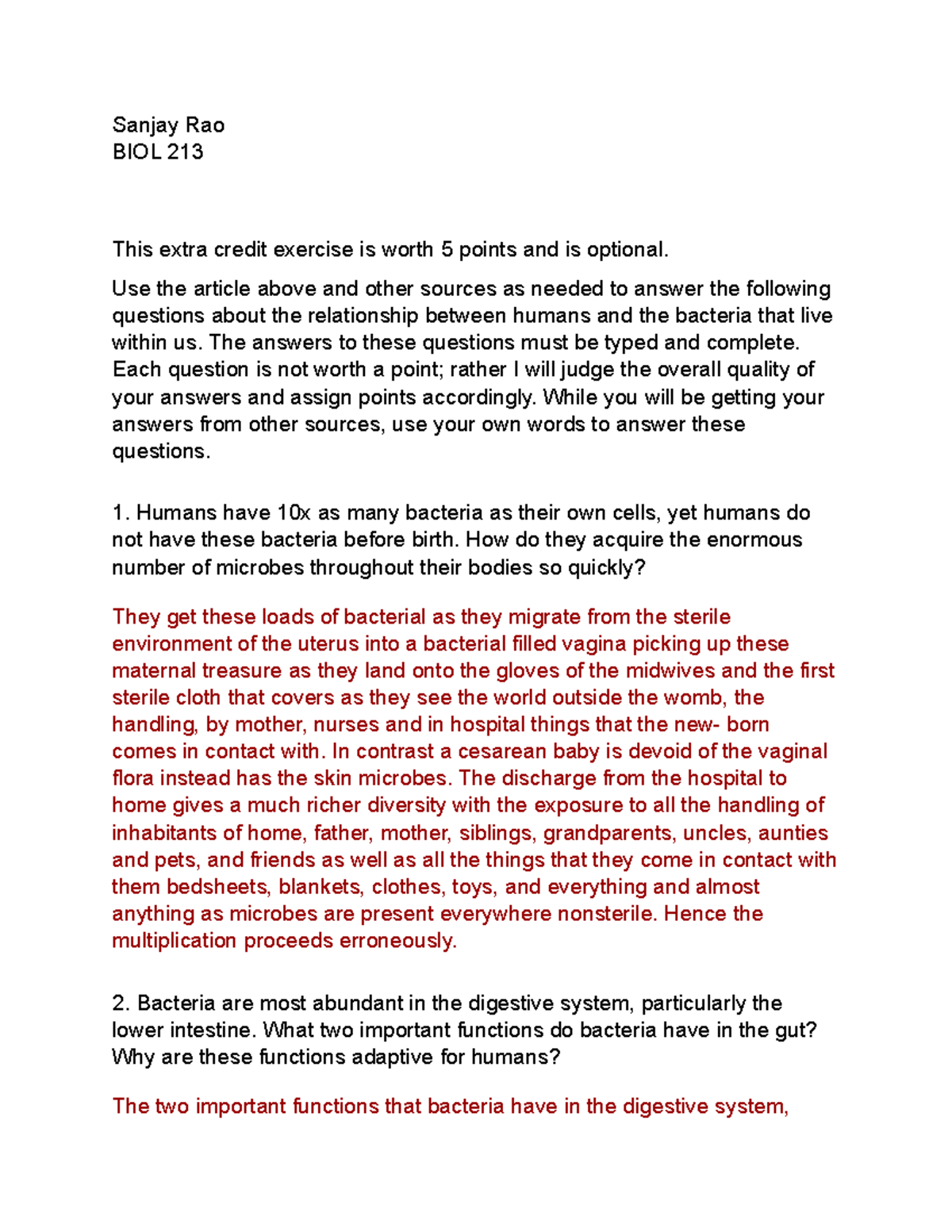 Extra Credit Assignment Biology 213 - Sanjay Rao BIOL 213 This extra ...