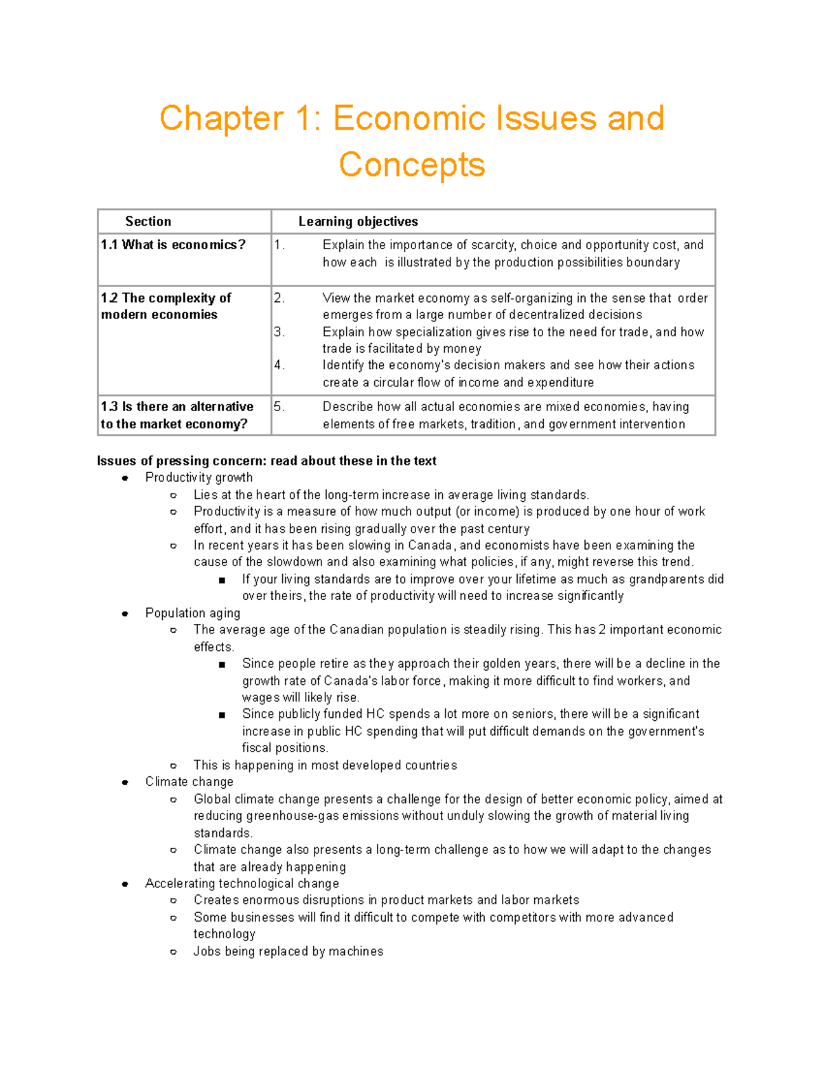 Economics Chapters 1 through 7 Lecture Notes - Chapter 1: Economic ...