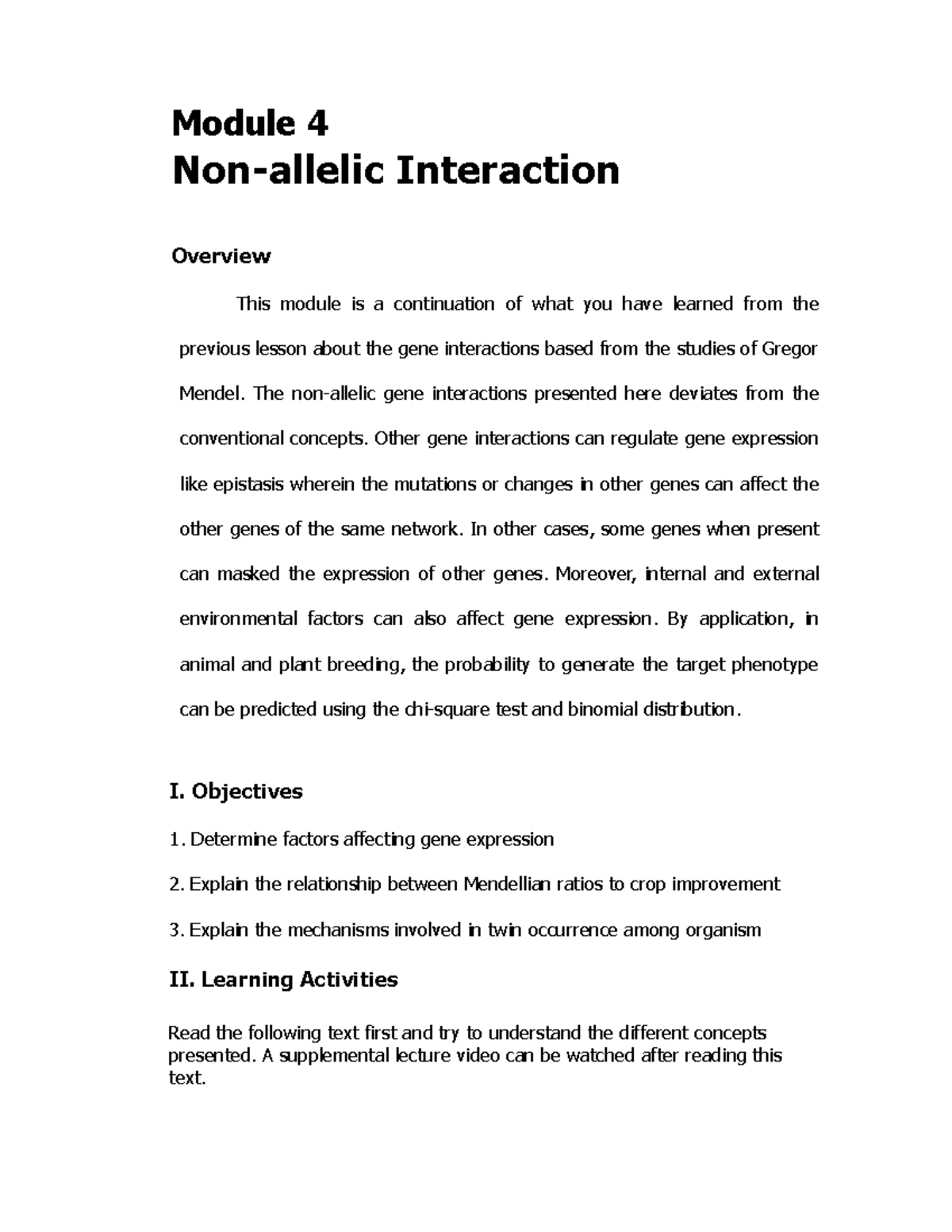 Module 4 Non-allelic interactions - Module 4 Non-allelic Interaction ...