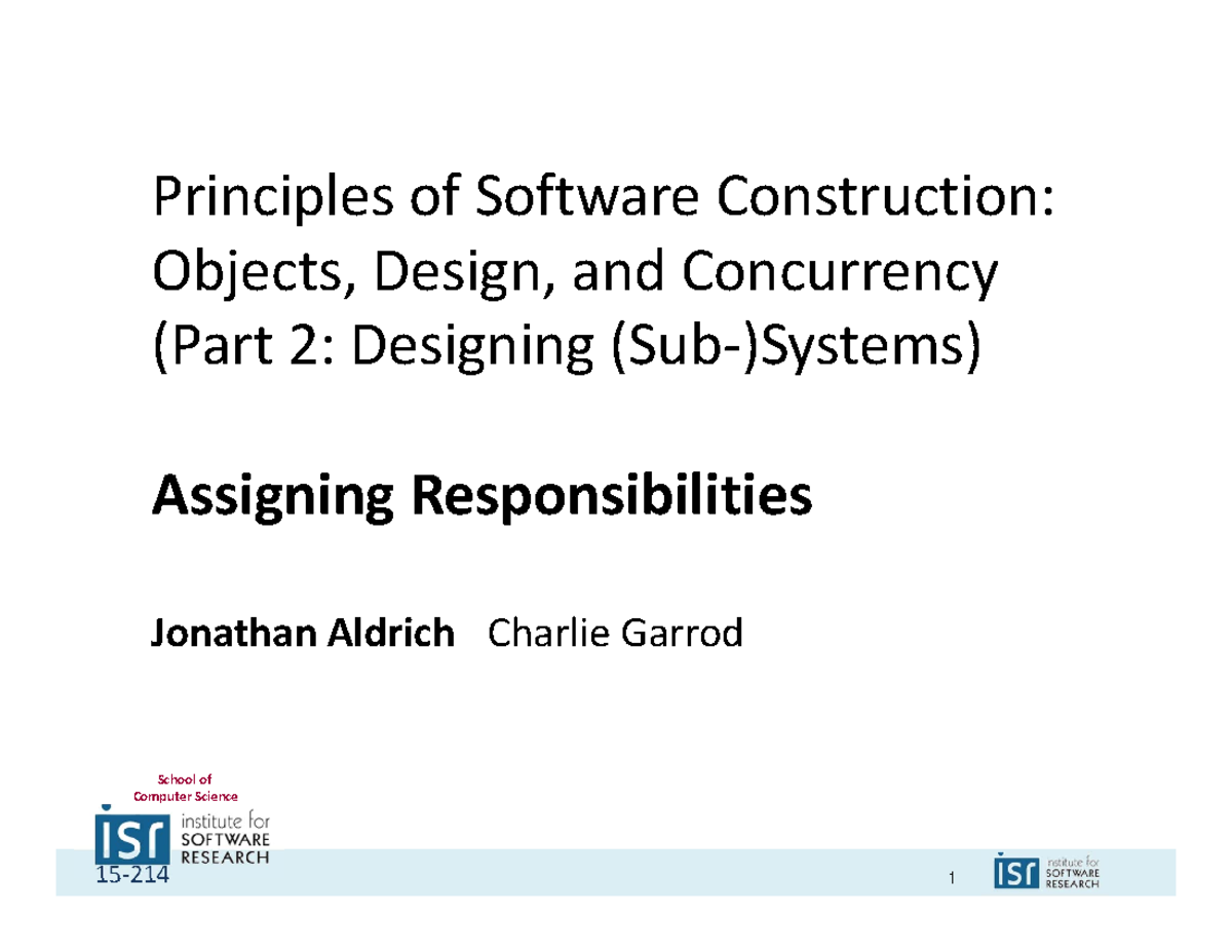 03b-assigning-responsibilities - ‐ 214 School of Computer Science ...