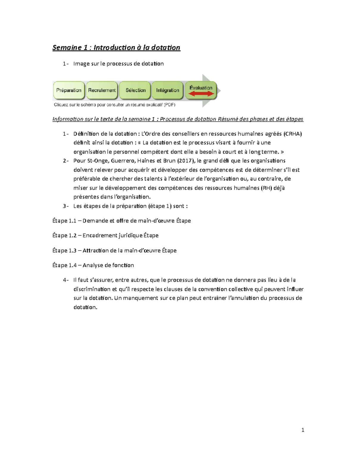 RIN 1011 Note de cours - Semaine 1 : Introduction à la dotation 1- Image sur le processus de ...