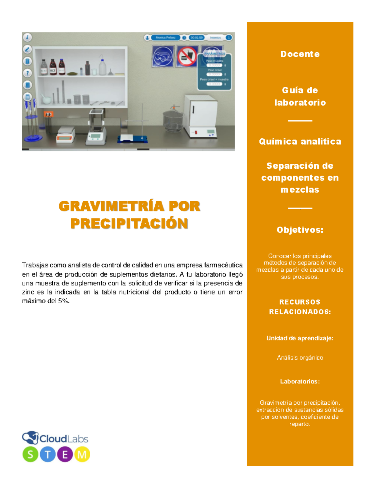 1. Gravimetría por precipitación - docente - Trabajas como analista de ...