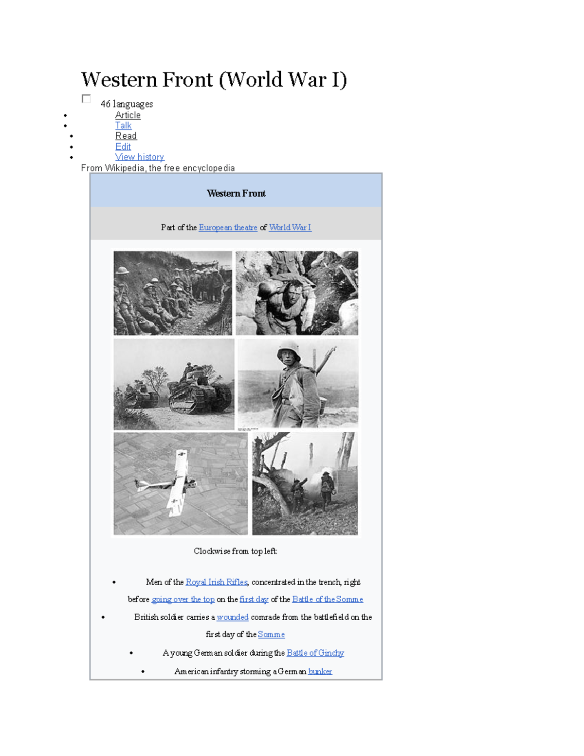 Western Front (World War I) - [10][11] To break the deadlock of the ...