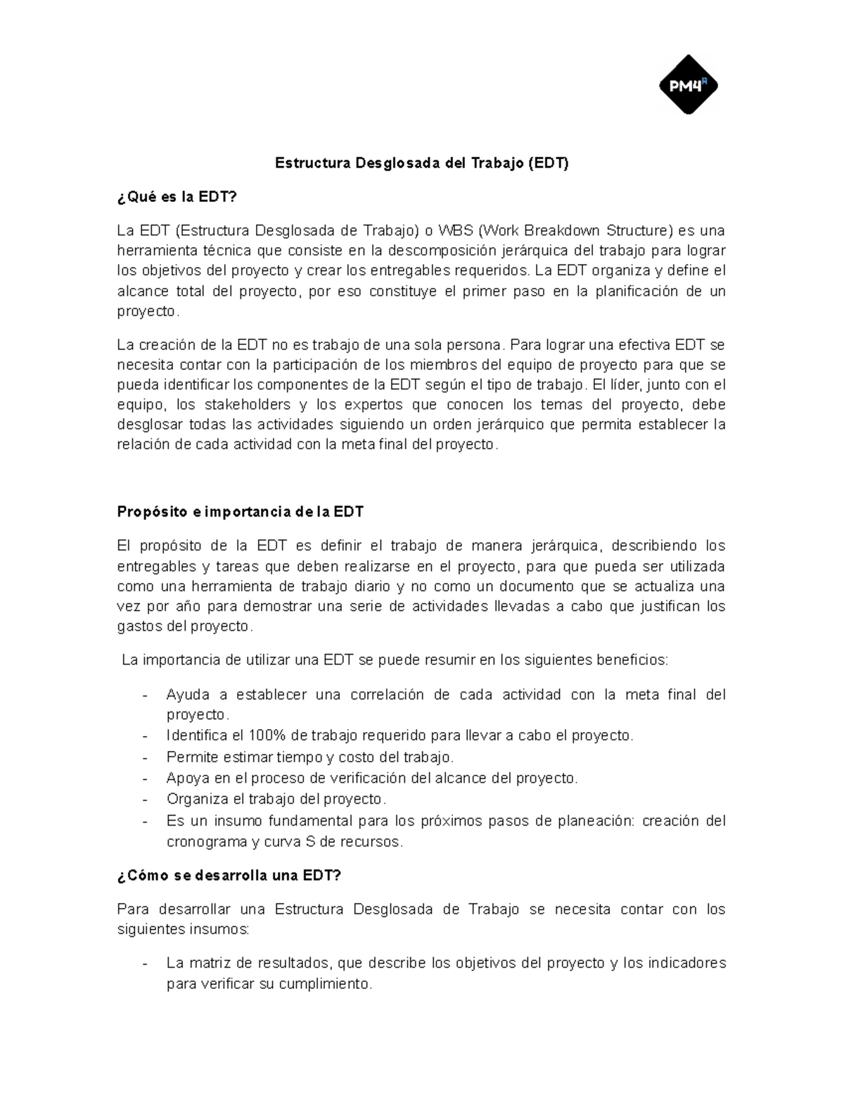 Guía EDT - Ede - Estructura Desglosada del Trabajo (EDT) ¿Qué es la EDT ...