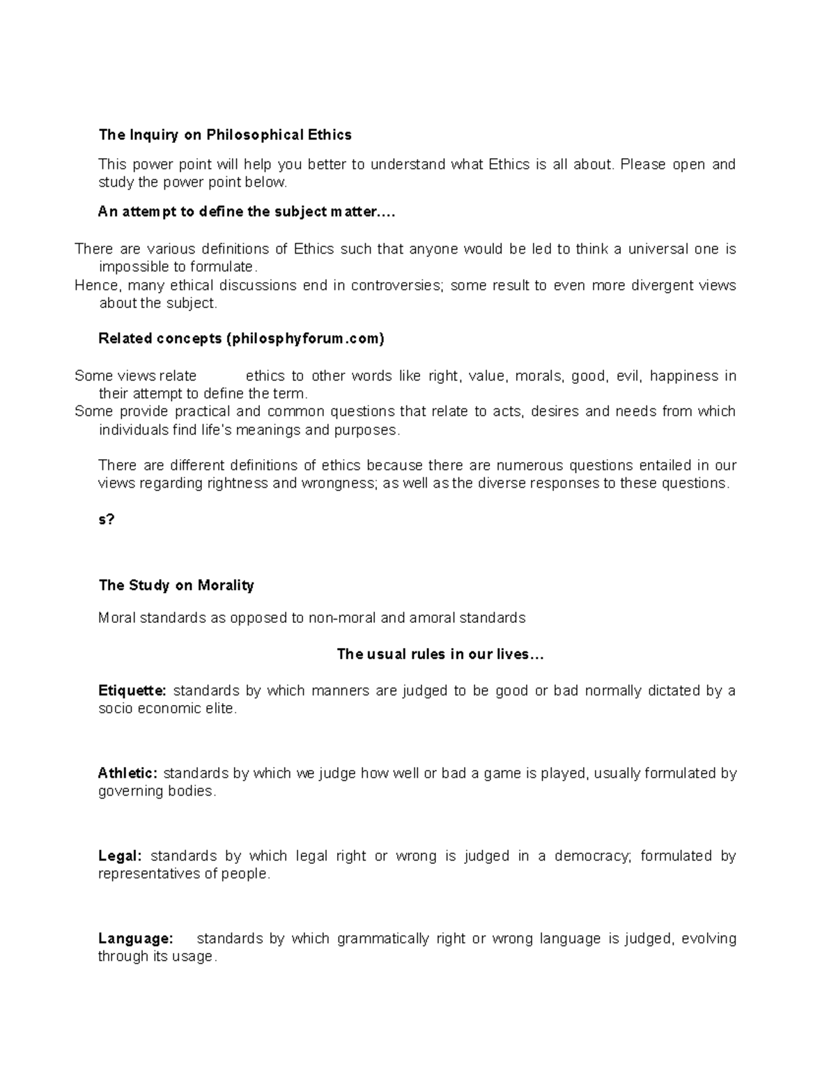 Ethics Summary 13 - For educational purposes - The Inquiry on ...