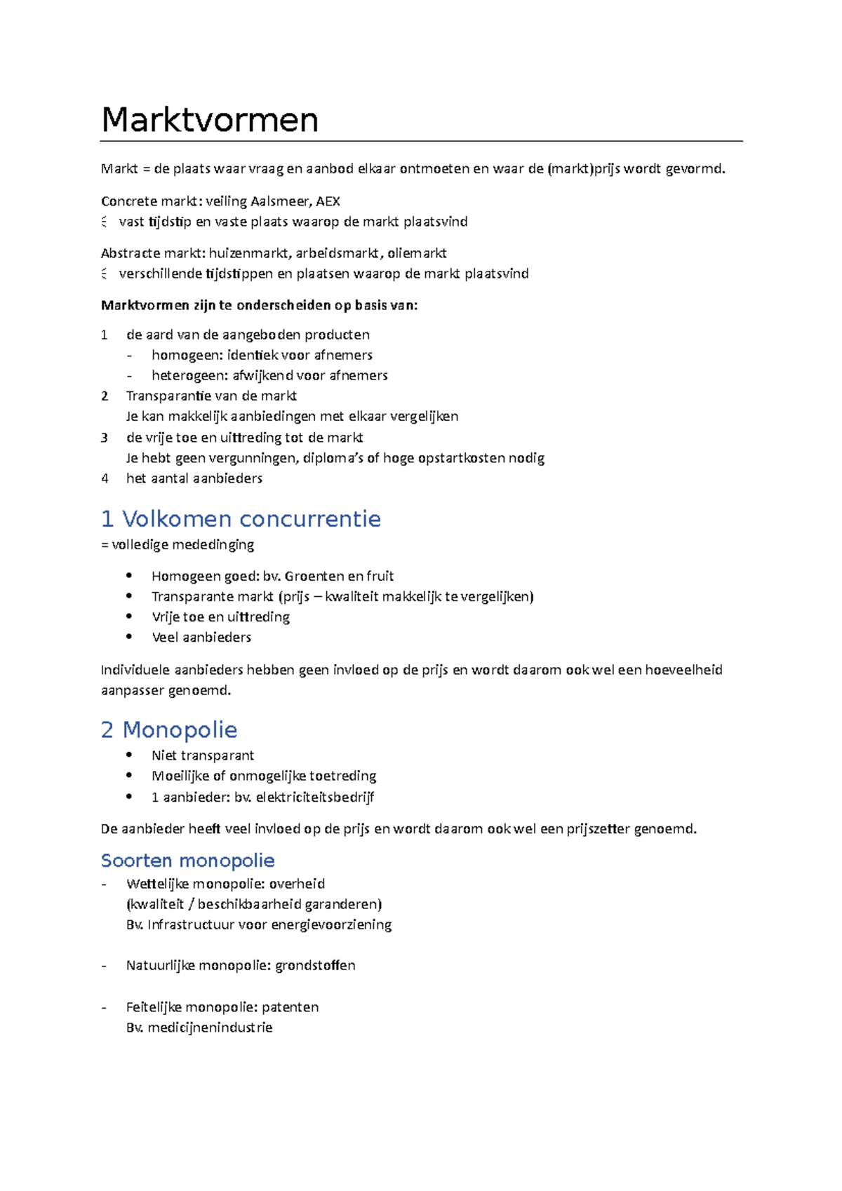 Marktvormen - Marktvormen Markt = de plaats waar vraag en aanbod elkaar ...