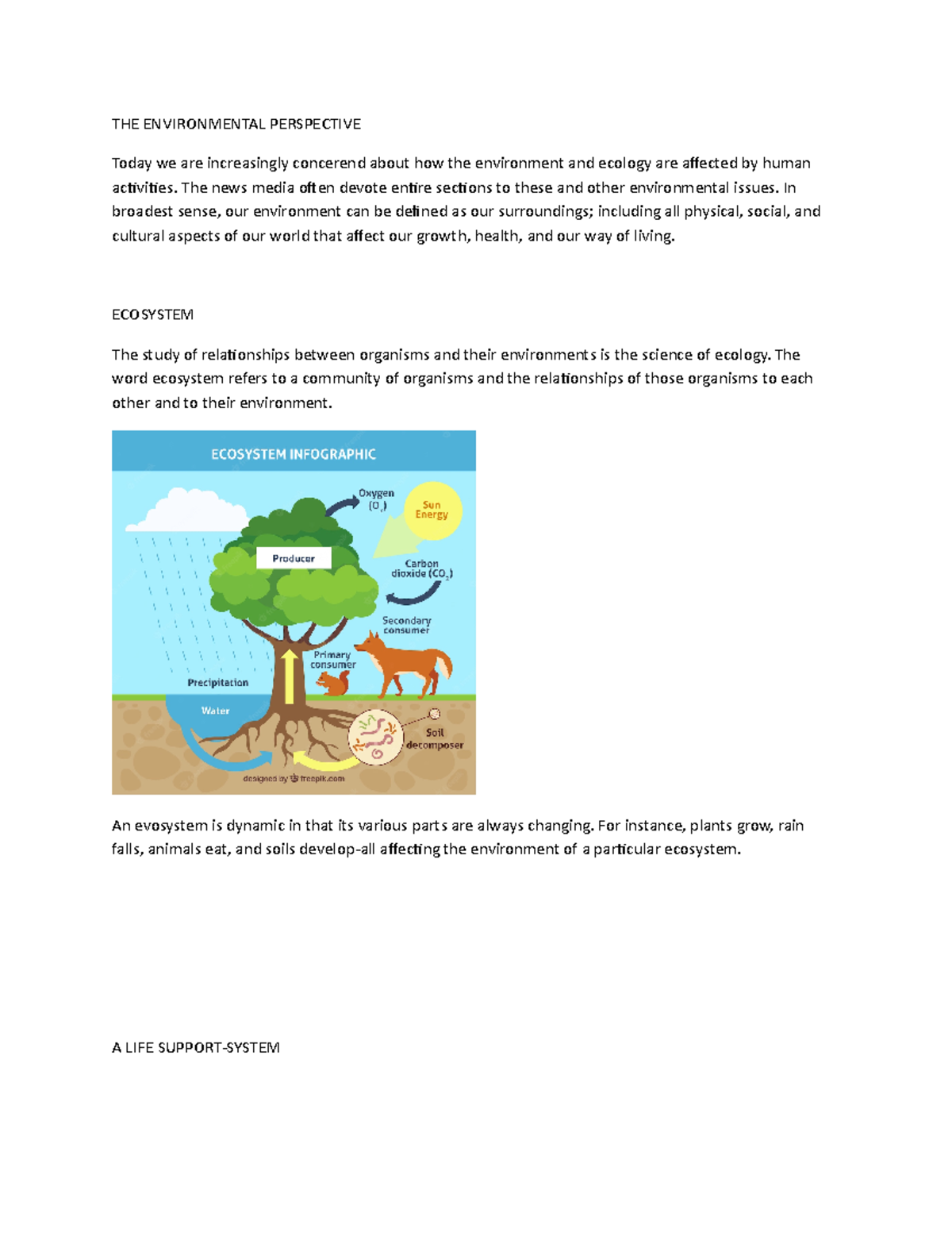 Report - This is for reference - THE ENVIRONMENTAL PERSPECTIVE Today we ...
