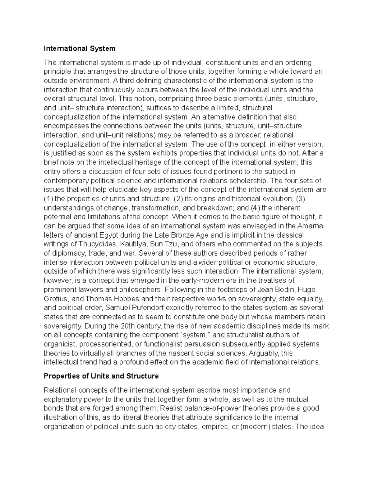 International System - A third defining characteristic of the ...