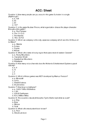 ACC257 Answer Key 2 - ACC: Practice Question 1: What was the last Aphex Twin album released ...