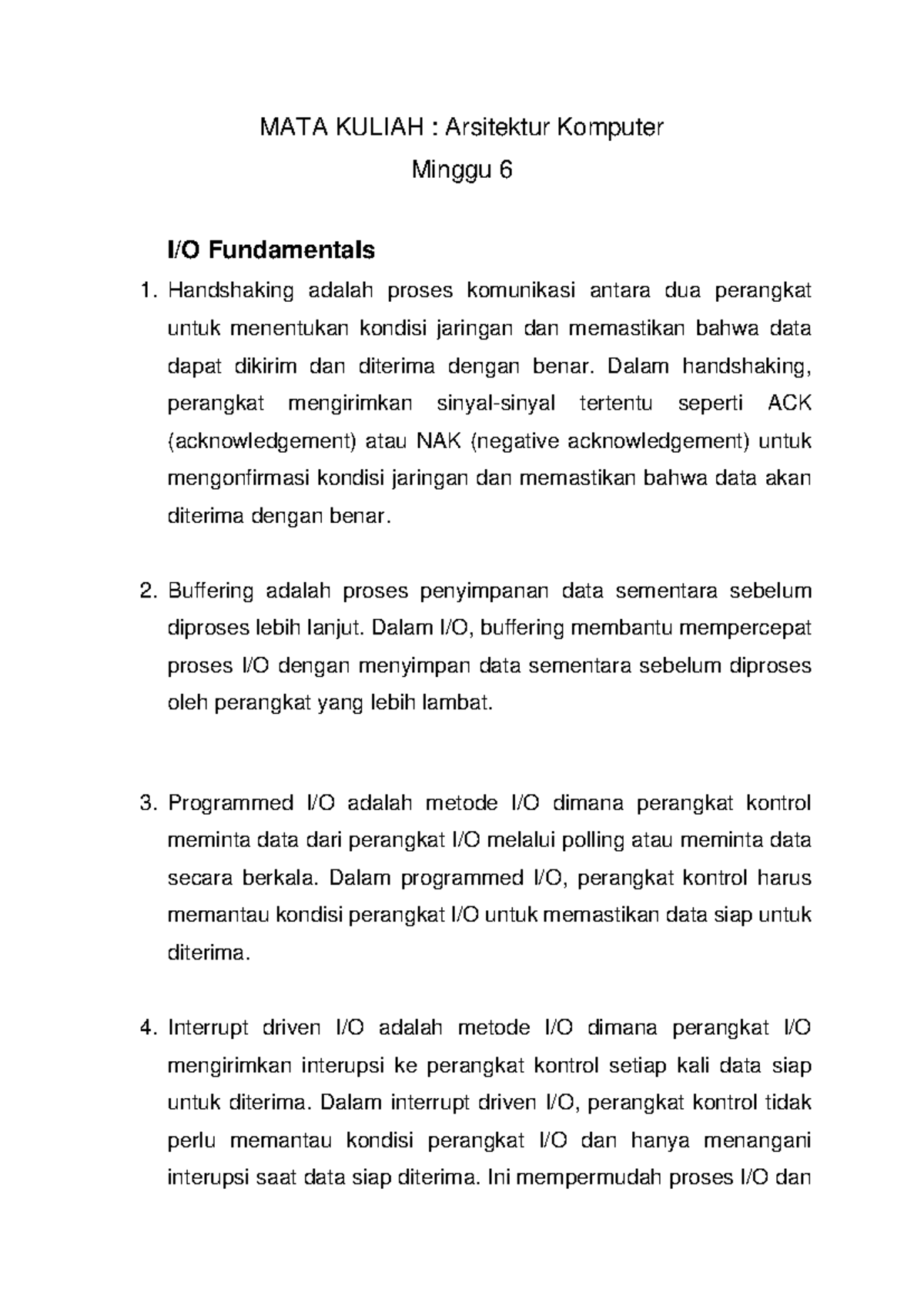 Interfacing dan comunication - MATA KULIAH : Arsitektur Komputer Minggu ... Interfacing dan comunication - MATA KULIAH : Arsitektur Komputer Minggu ...