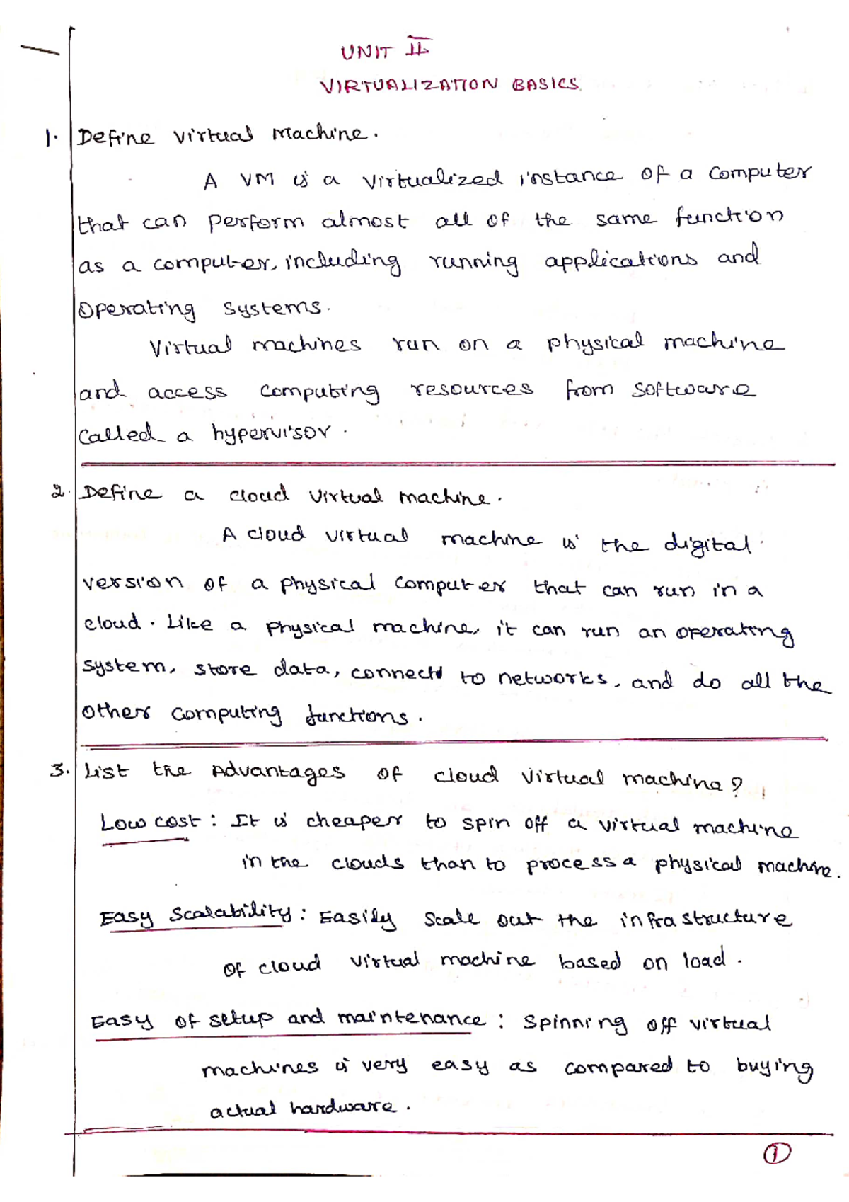 CC UNIT 2 TWO Marks - Good - UNIT II VIRTUALIZATION BASICS 1. Define virtual Machine. A VM is a ...