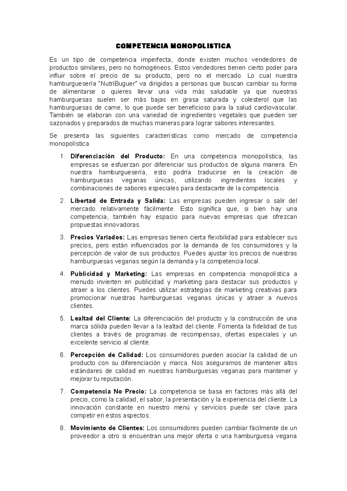 Competencia Monopolistica - COMPETENCIA MONOPOLISTICA Es un tipo de ...