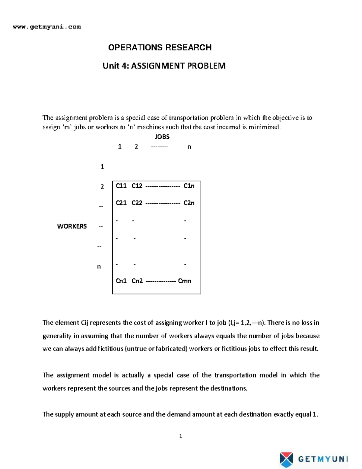Mechanical engineering operation-research assignment-problem notes-1 ...