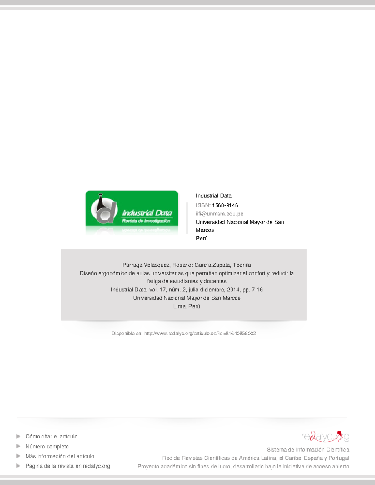 81640856002 - xvxc - Industrial Data ISSN: 1560- iifi@unmsm.edu ...