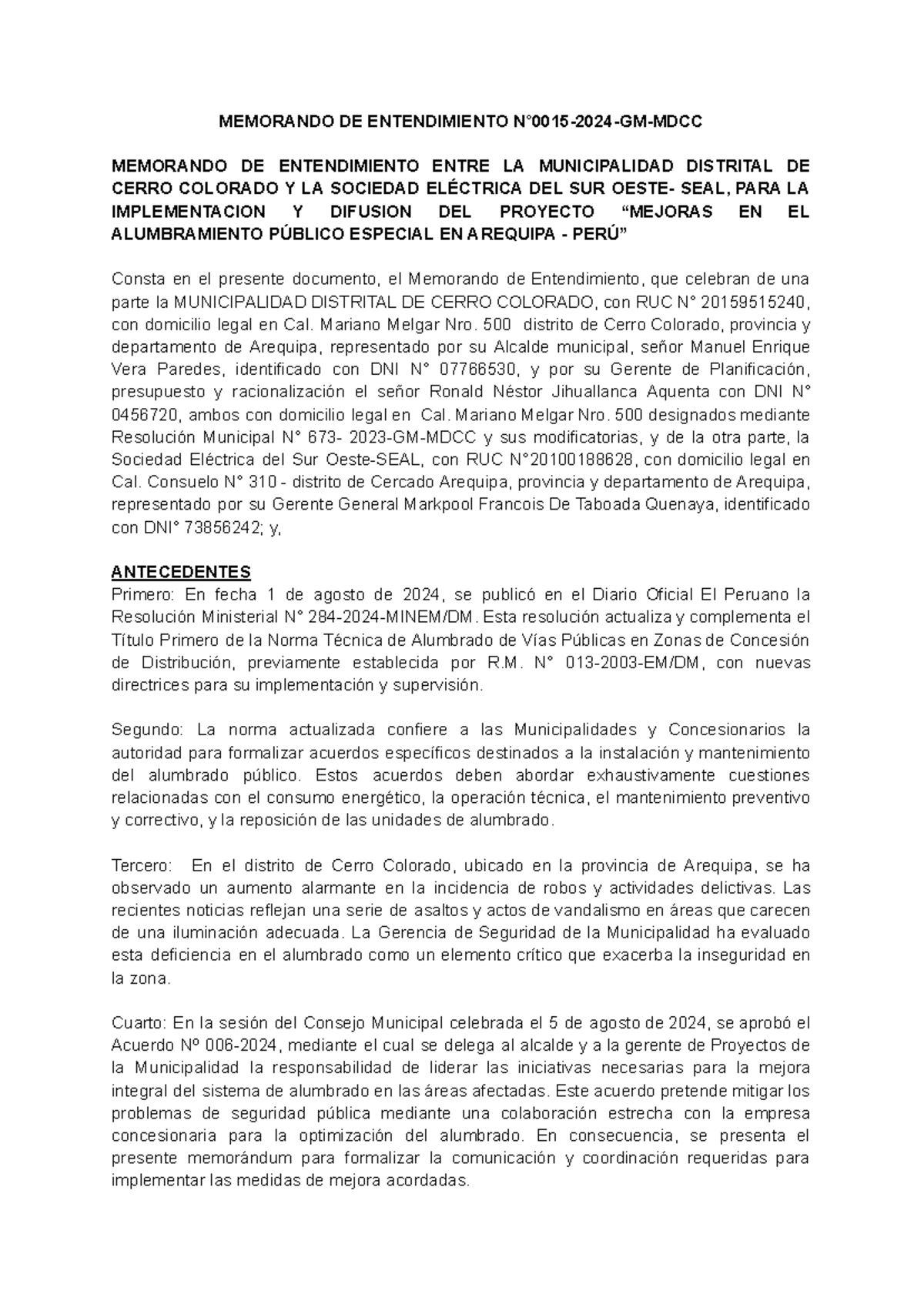 MOU - Modelo de memorando de entendimiento - MEMORANDO DE ENTENDIMIENTO ...