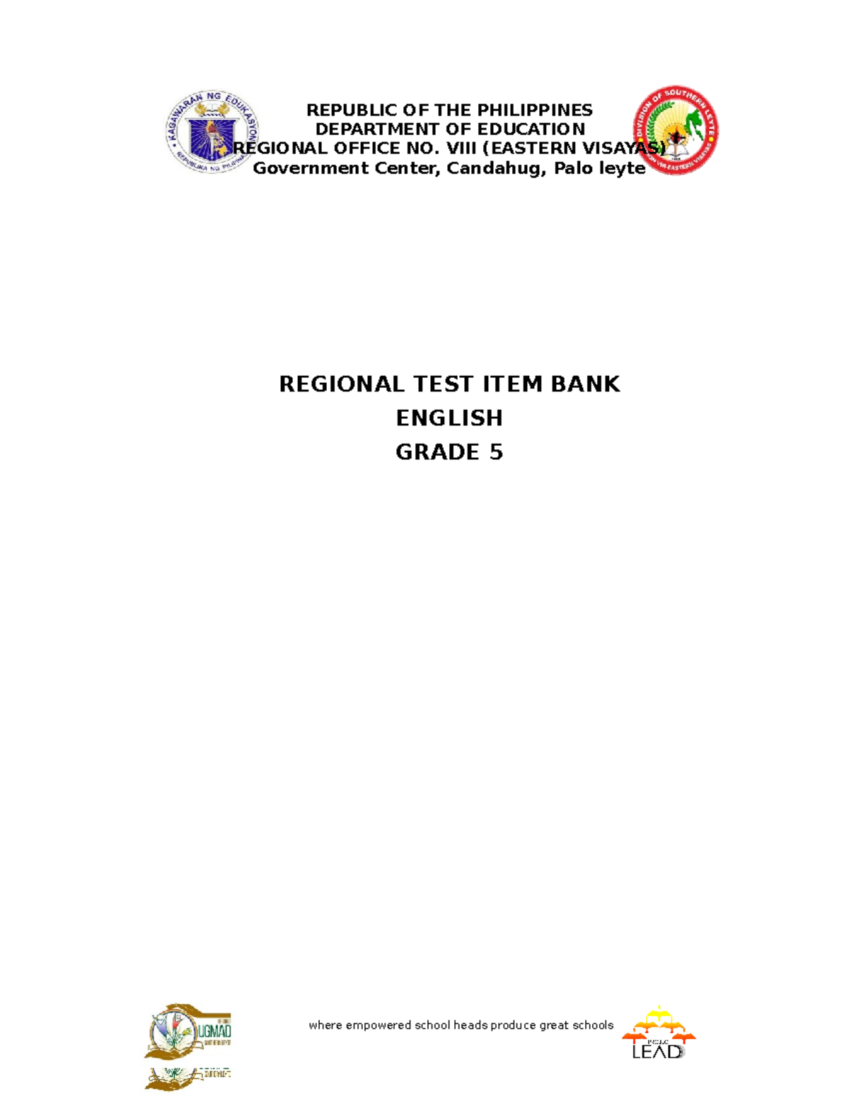 Formative Test Grade 5-Q1 - REPUBLIC OF THE PHILIPPINES DEPARTMENT OF ...