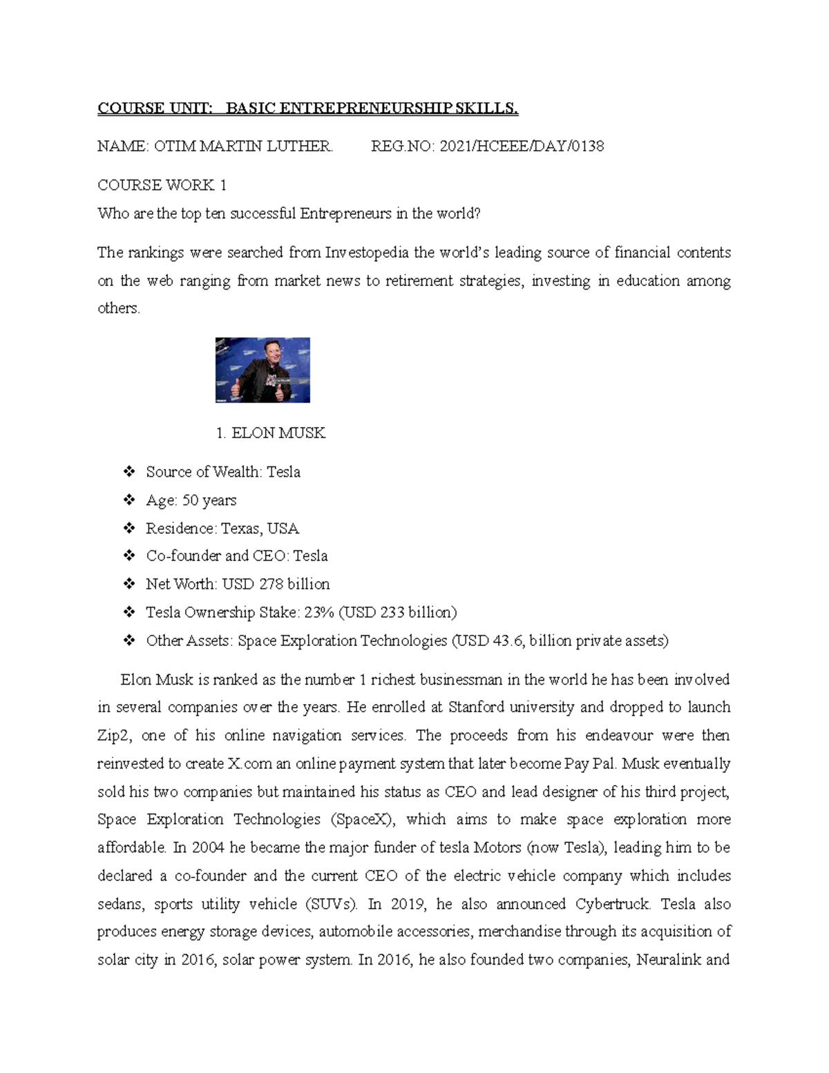 Richest Billionaire Entrepreneurs IN THE World 2 - COURSE UNIT: BASIC ...