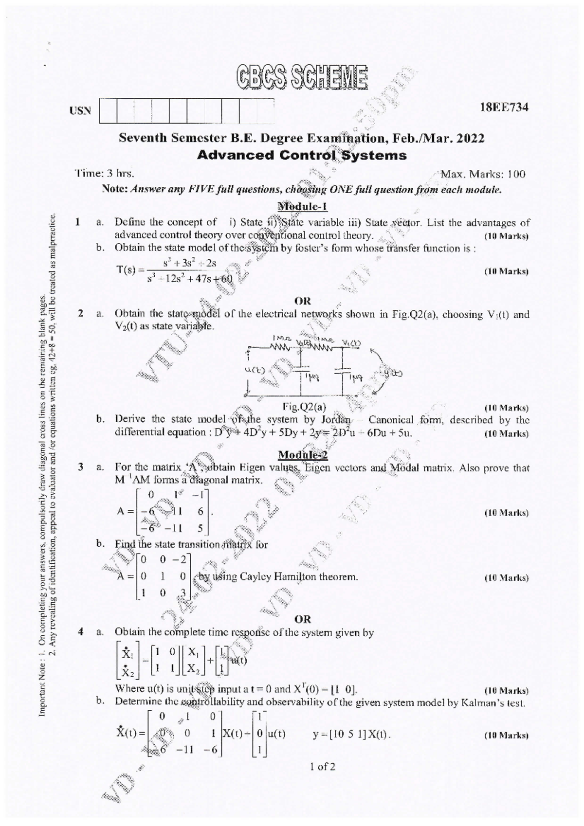 Advanced Control Systems March 2022 - advanced control system - Studocu