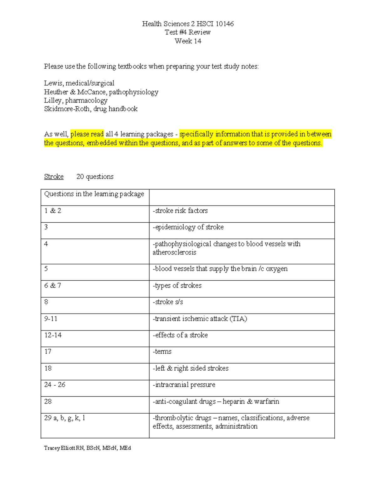 HS2Test#4Review-1 - test 4 review - Health Sciences 2 HSCI 10146 Test ...