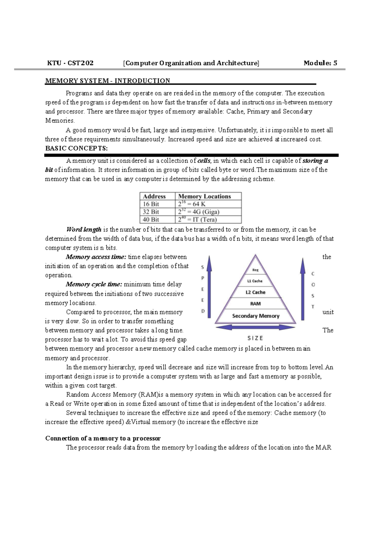 Coa Mod 3 Memory Test Memory System Introduction Programs And