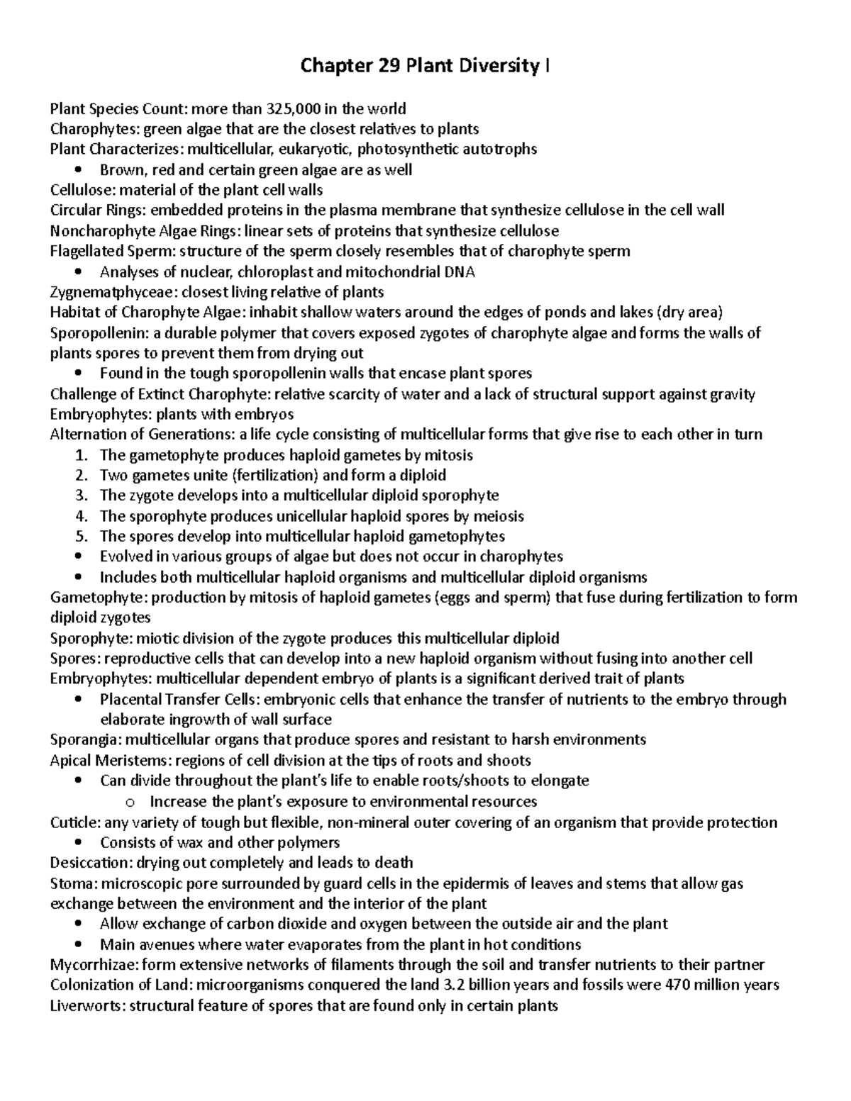 Chapter 29 Plant Diversity I - Plant Species Count: more than 325,000 ...