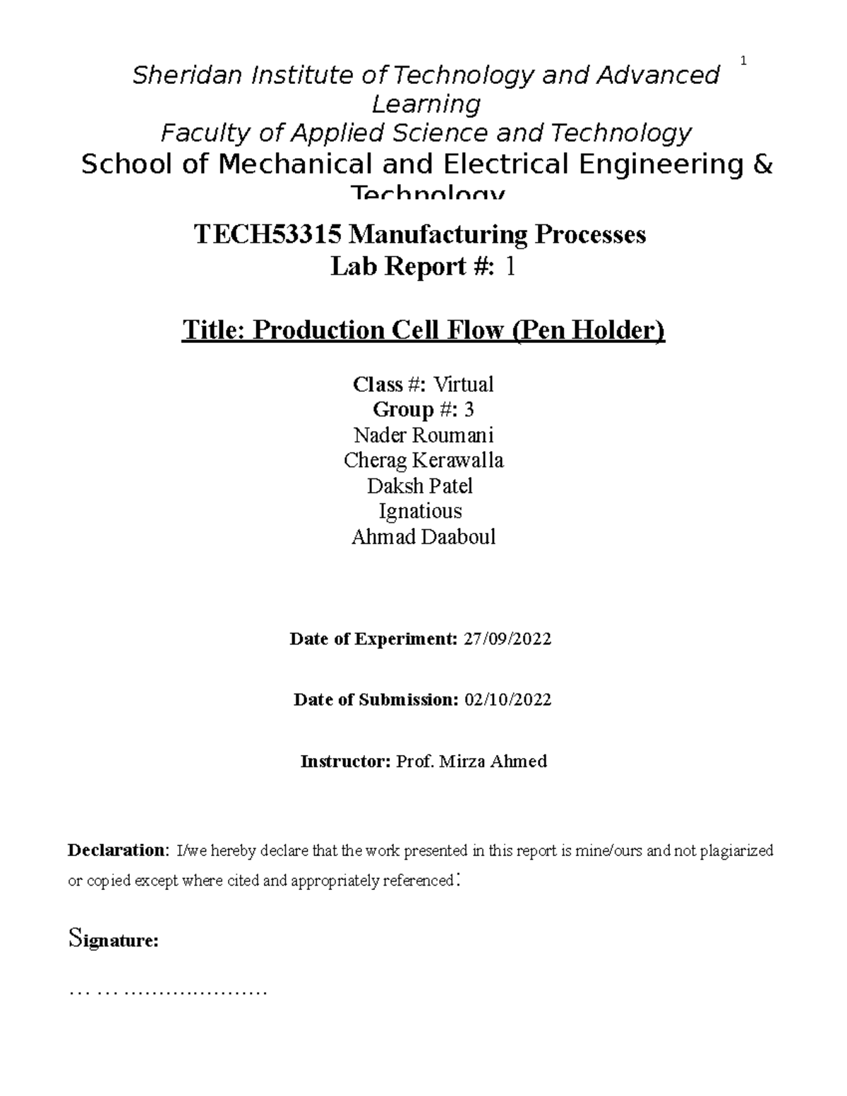 Lab #1 - Group 3 - C - TECH53315 Manufacturing Processes Lab Report ...