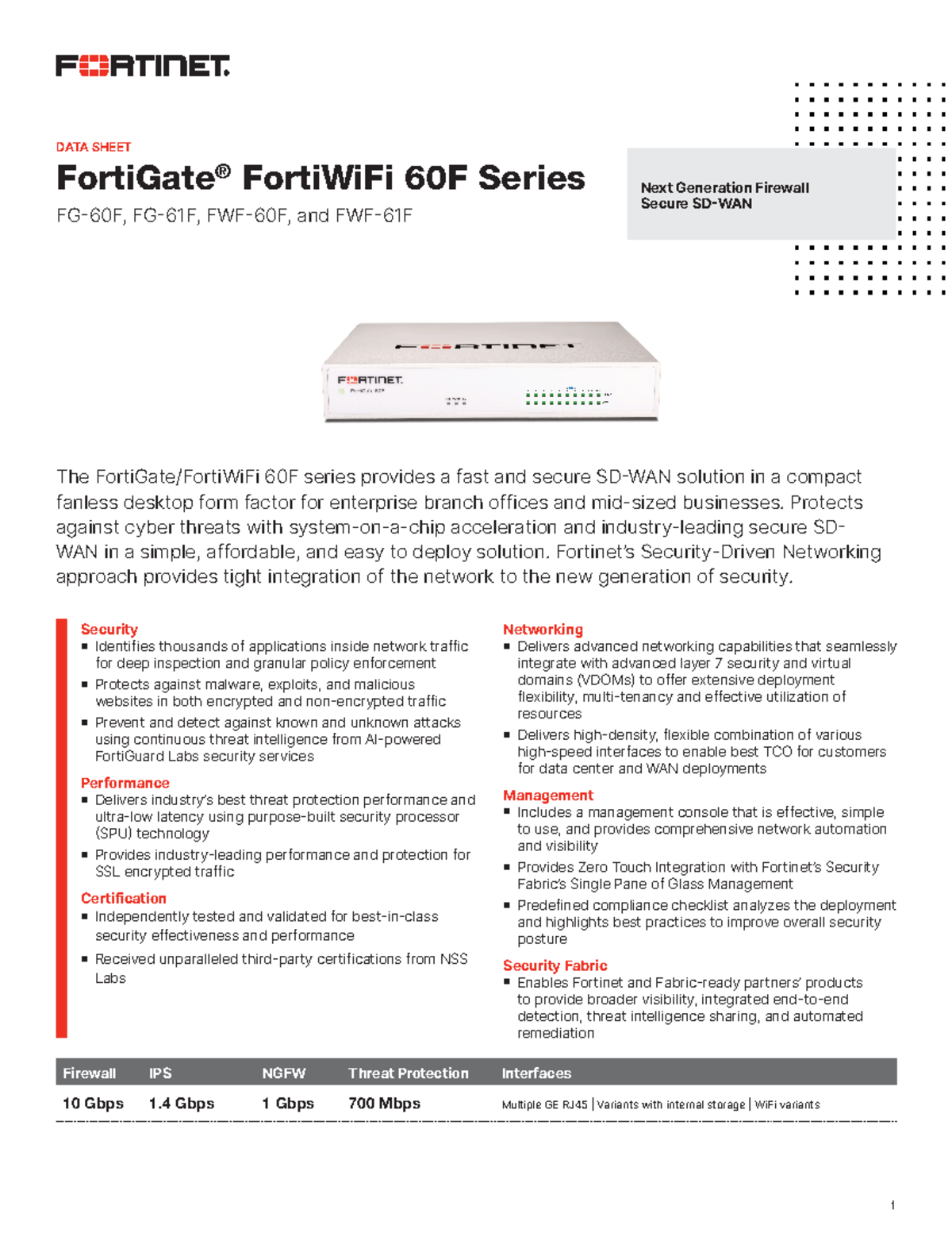 Fortigate fortiwifi 60f series - FortiGate ® FortiWiFi 60F Series FG ...