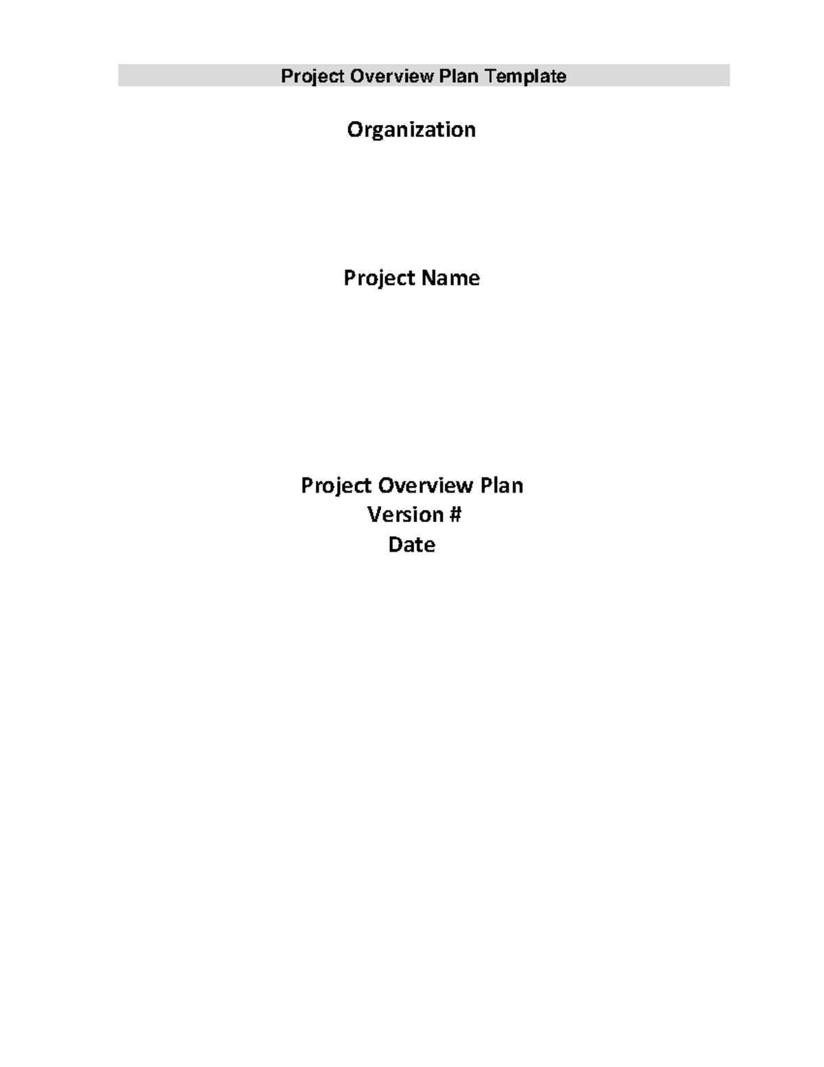 Project Planning Overview - Project Overview Plan Template Organization ...