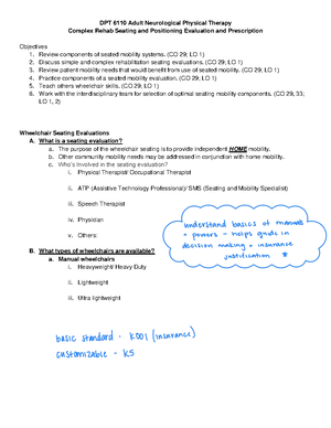 Sensory Lab - Notes on sensation testing - DPT 6110 Adult Neurological ...