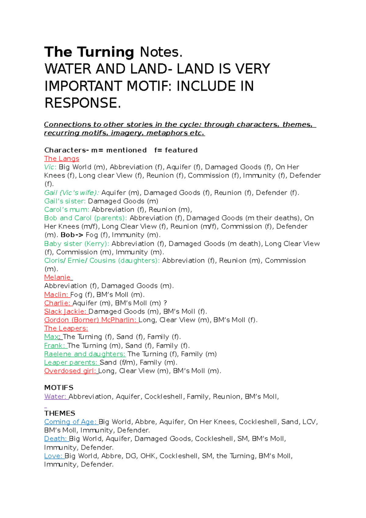 327449045 The Turning Notes - ENGADV - USyd - Studocu