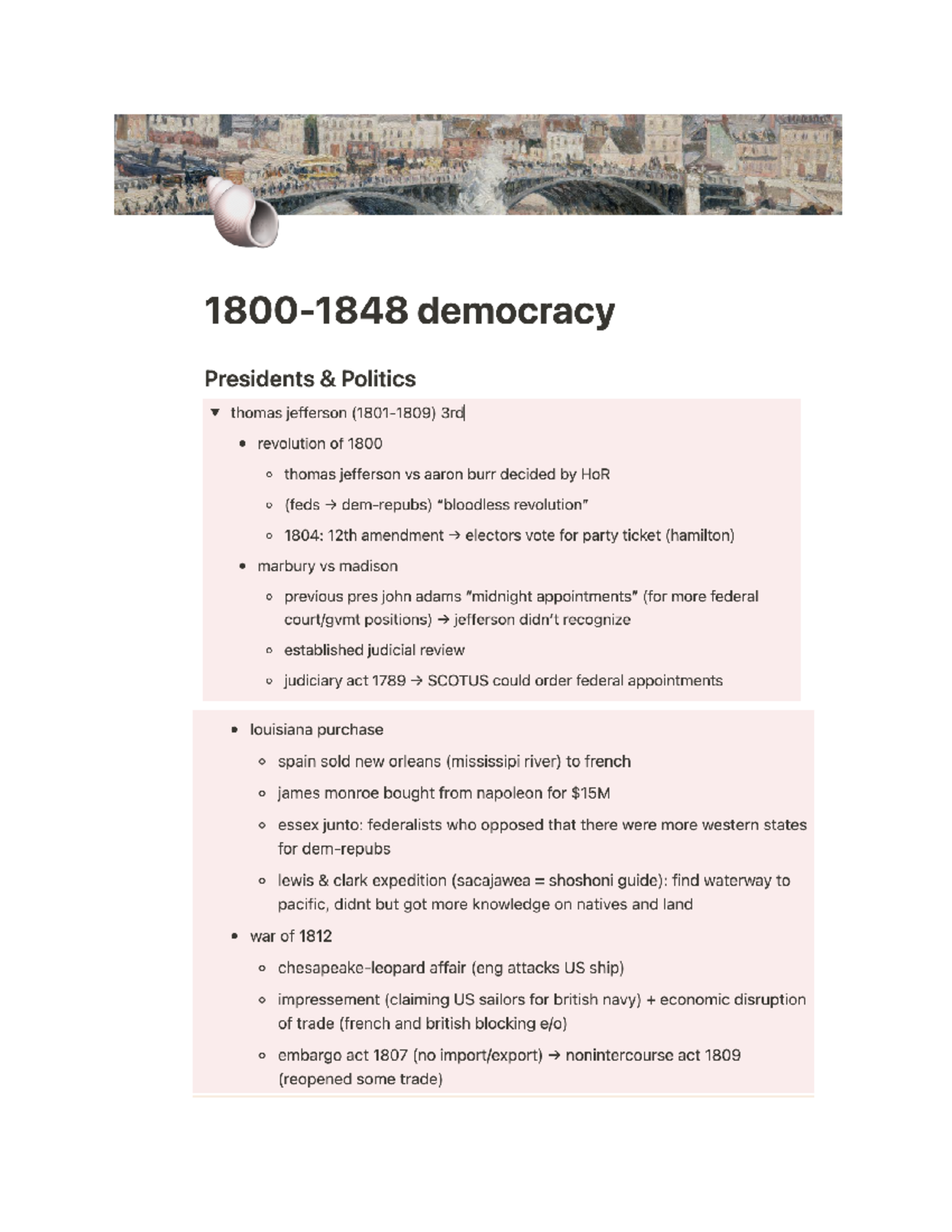 1800-1848 Democracy - This is a summary of the whole unit time period ...