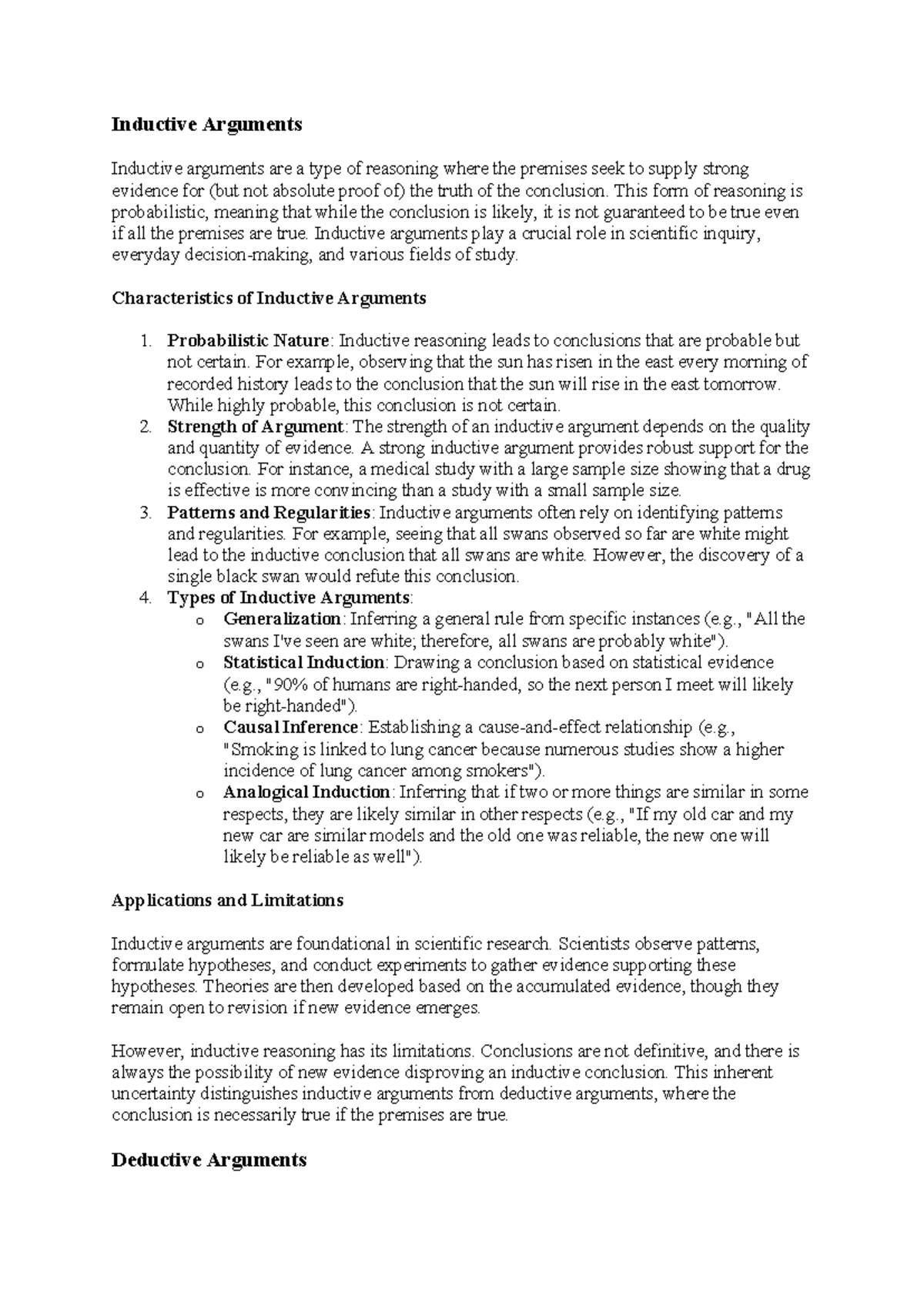 Inductive Argument And Deductive Arguments Inductive Arguments Inductive Arguments Are A Type