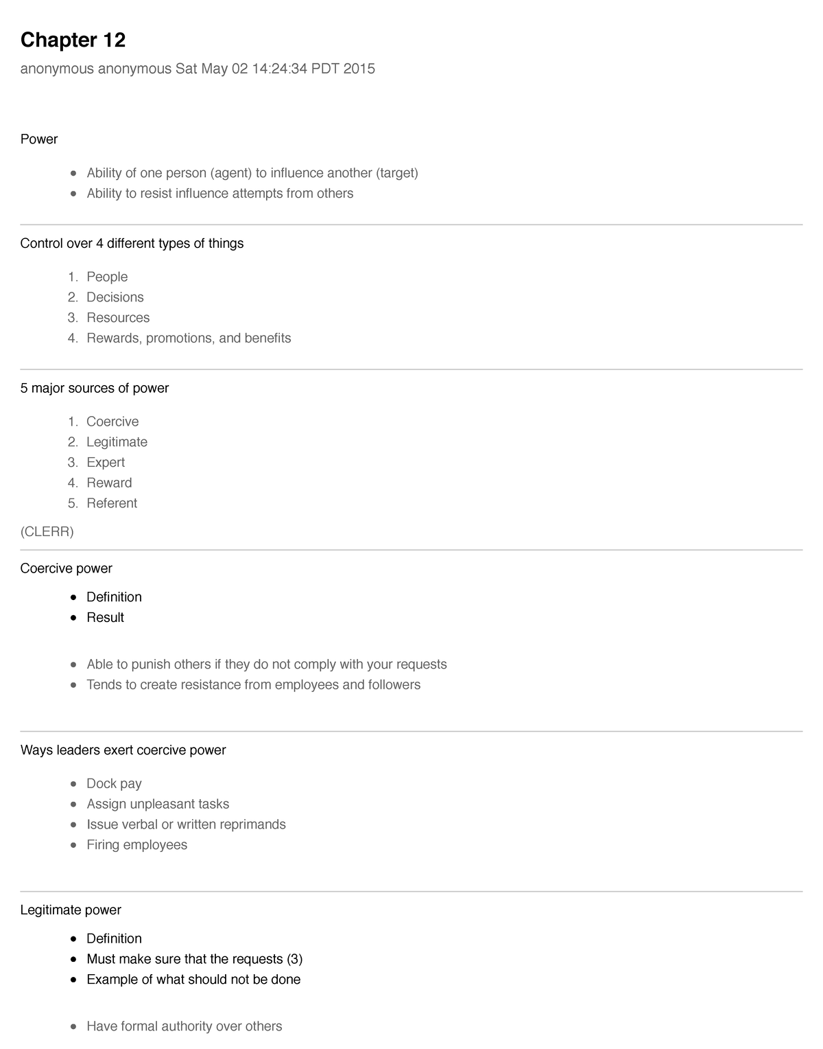 Summary - chapter 12-15 (flashcards) - Chapter 12 anonymous anonymous ...