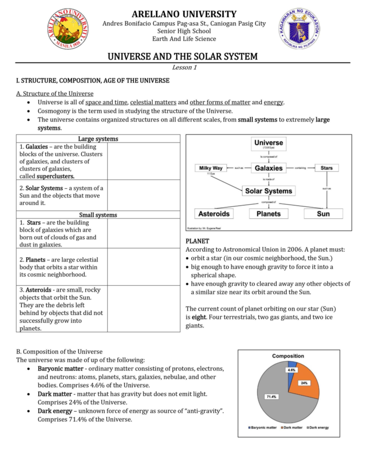 Lesson 1 Universe and Solar System locked 1 - Elementary Physics ...
