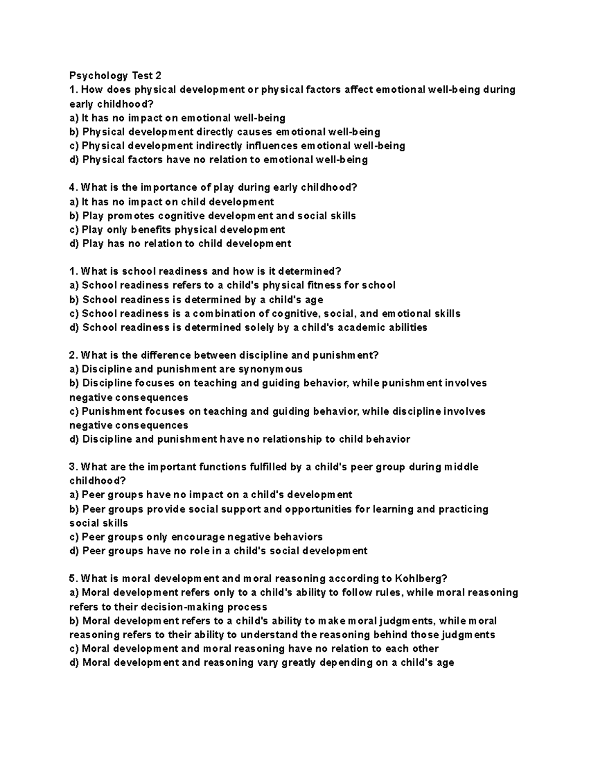 Untitled document - notes - Psychology Test 2 How does physical ...