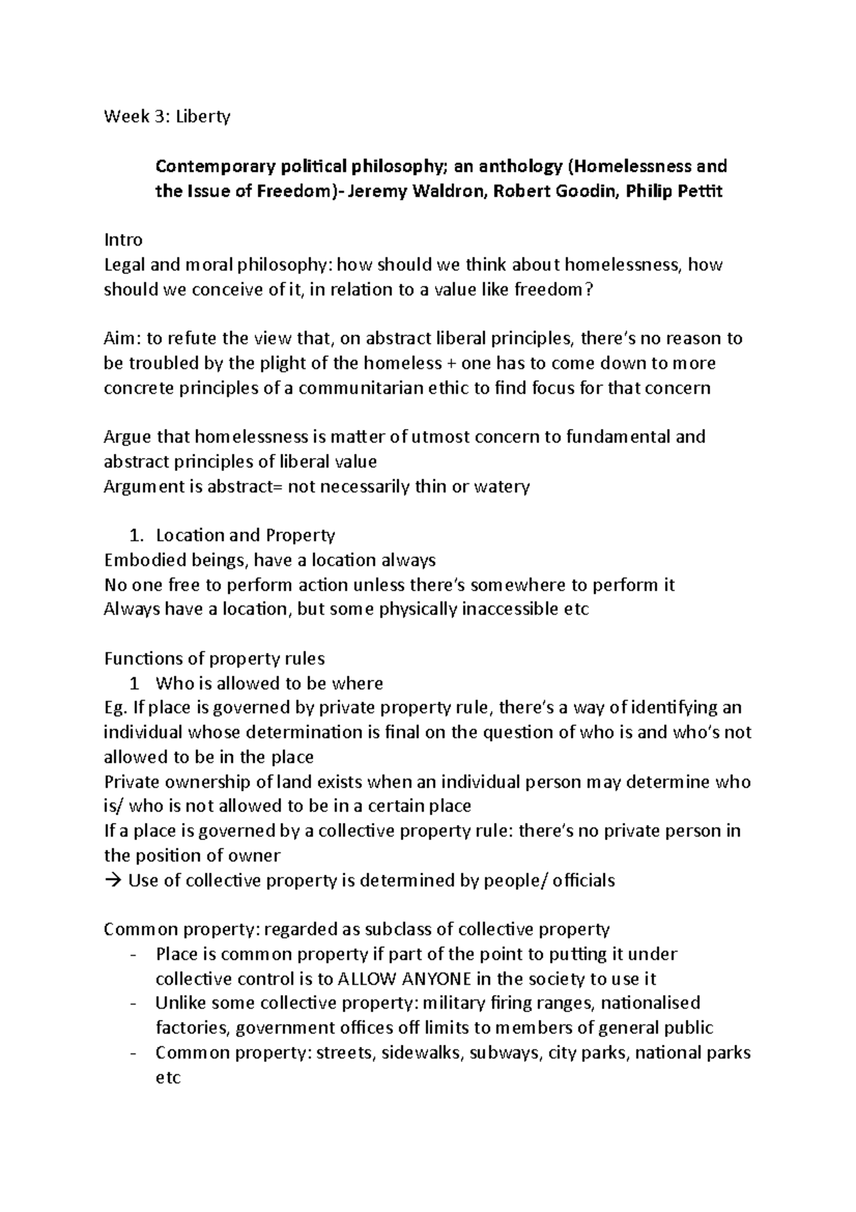 Liberty wk15 - Week 3: Liberty Contemporary political philosophy; an ...