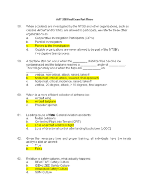 AVIT 208 Practice Final Exam Part Two - AVIT 208 Final Exam Part Two ...