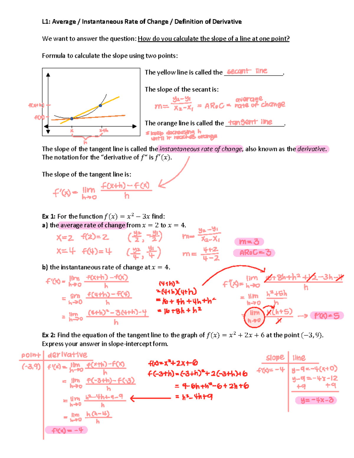 Lecture 1 - instructor Leslie Rodriguez - L1: Average / Instantaneous ...