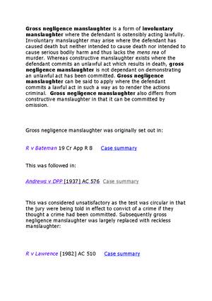 S.47 oapa - Lecture notes 5 - 7 OAPA 1861, s47: assault occasioning ...