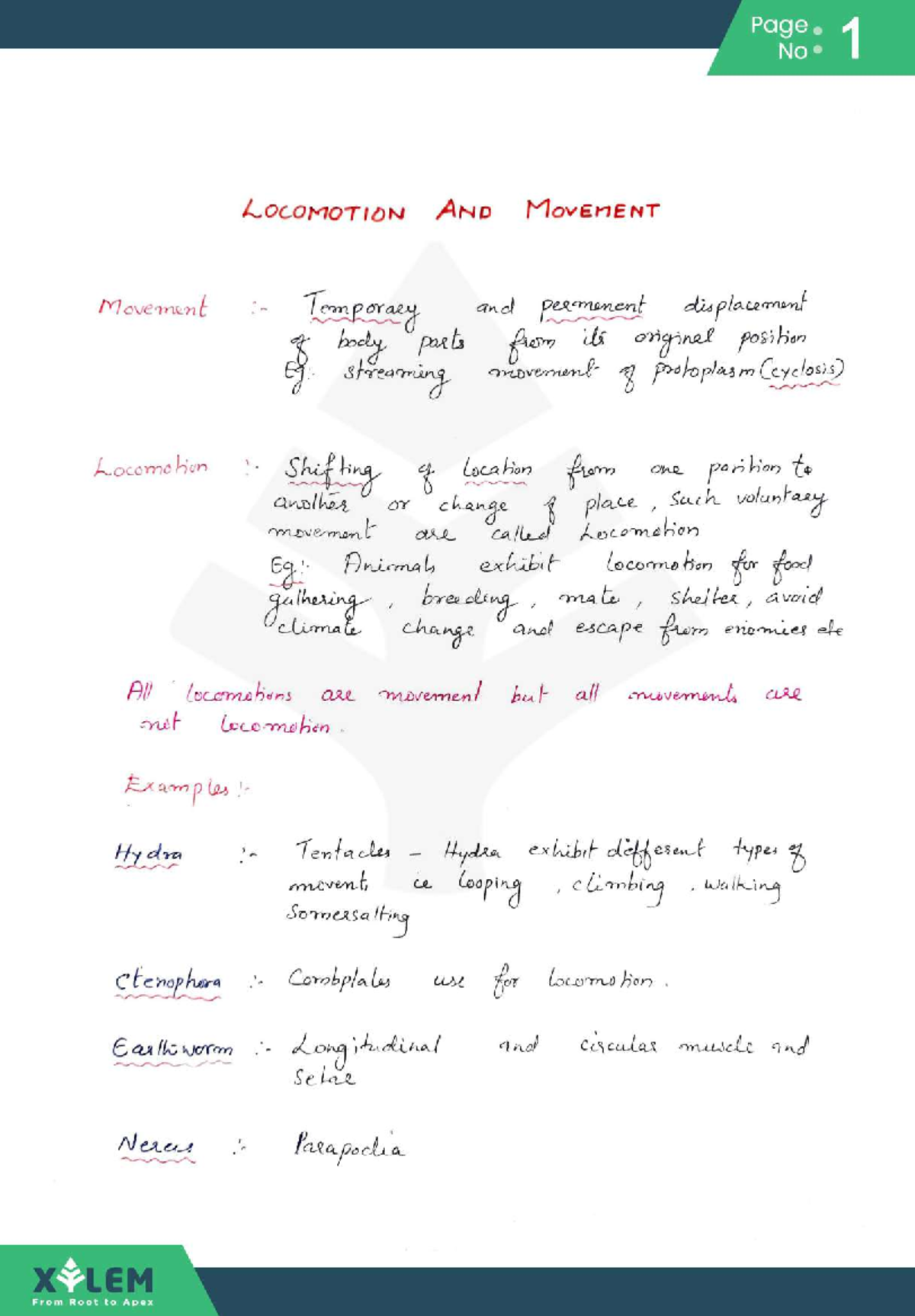 Locomotion and movement - Biology science - Studocu