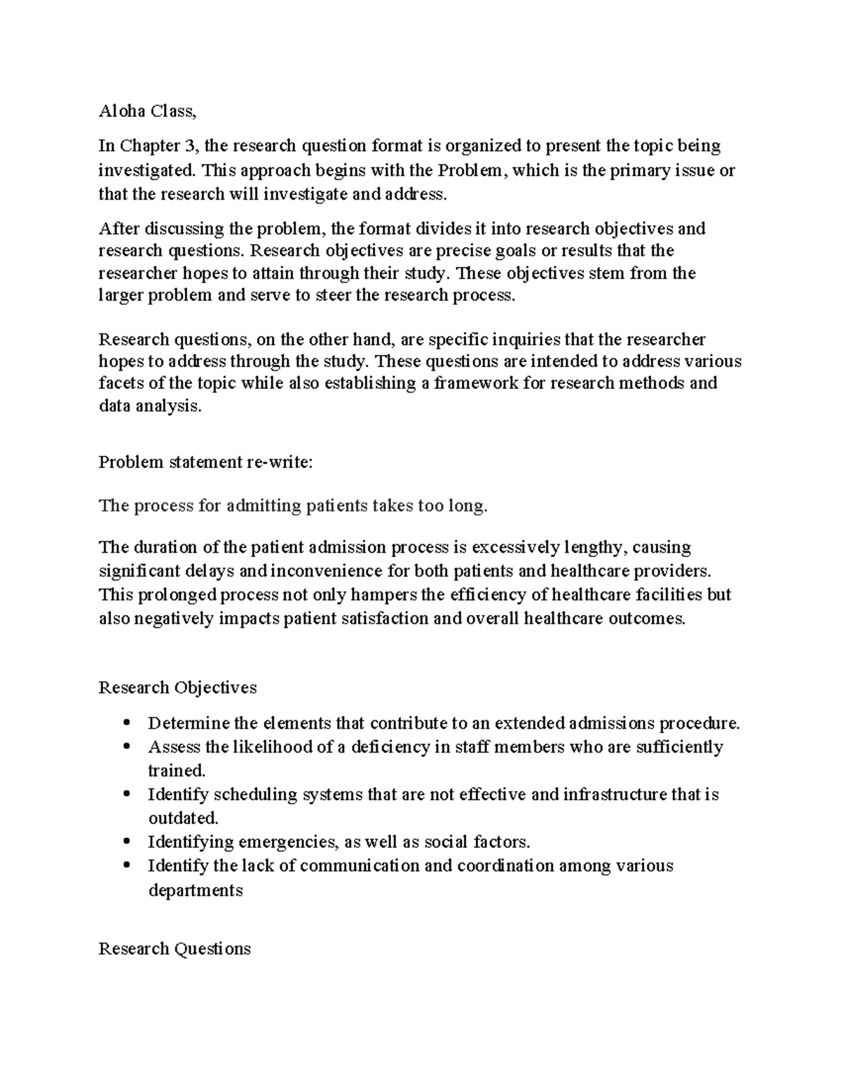 2-1 discussion - Aloha Class, In Chapter 3, the research question ...