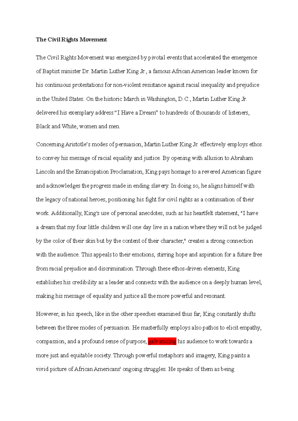 Analysing Martin Luther King, Jr.'s Speech - I Have a Dream - The Civil ...