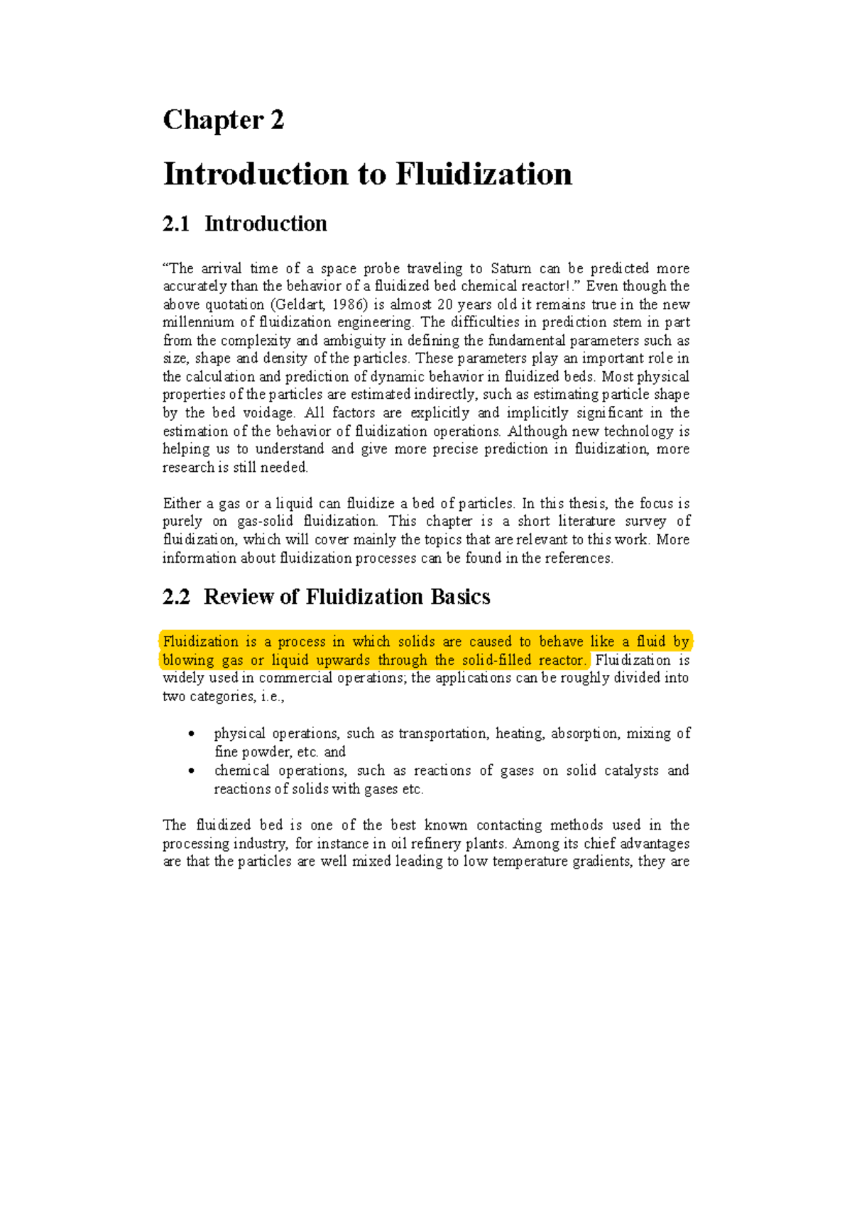 C2 - important - Chapter 2 Introduction to Fluidization 2 Introduction ...